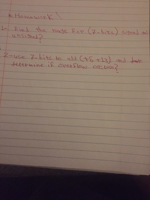 Solved Find the range for (7-bits) signed and unsigned? use | Chegg.com