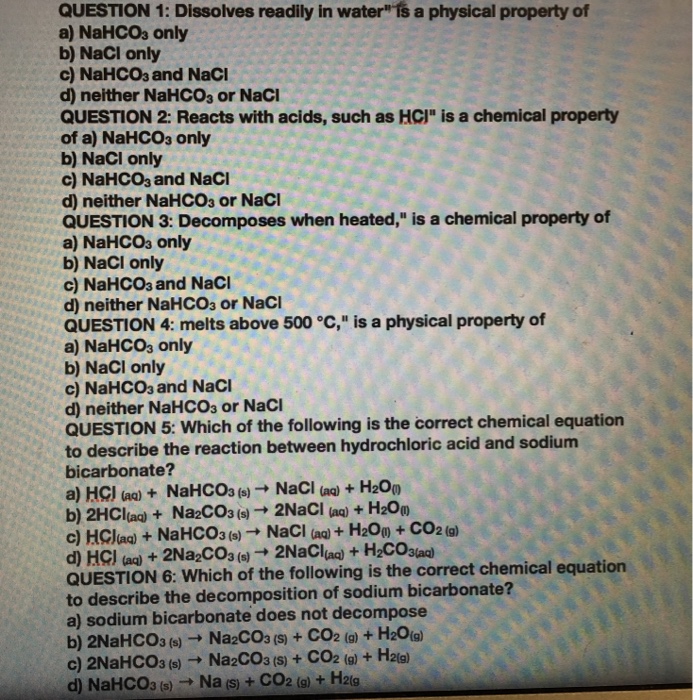 Solved Dissolves readily in water"fs a physical property of | Chegg.com