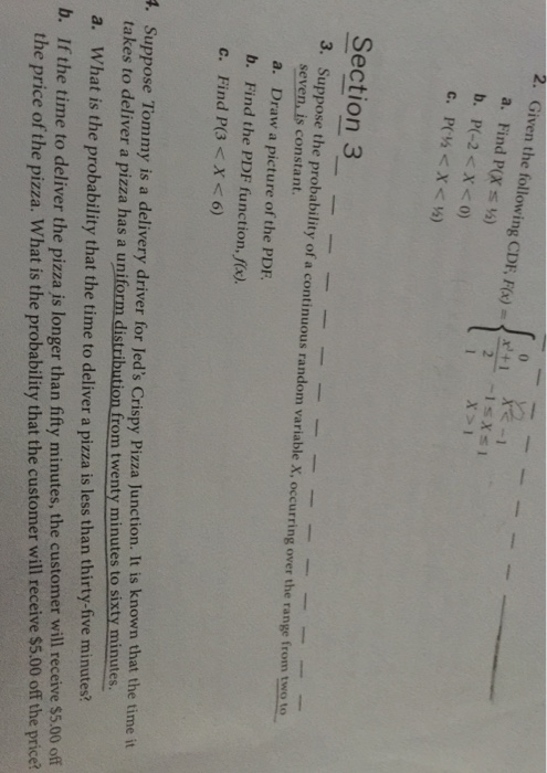 Solved Given the following CDF, F(x) = {0 X