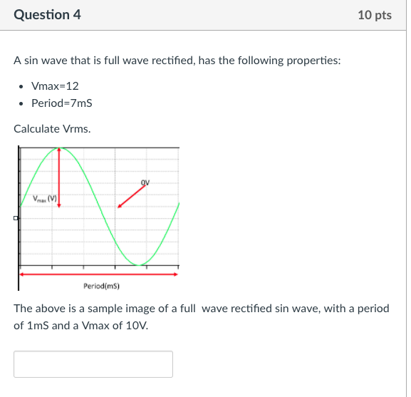 Solved Question 4 10 pts A sin wave that is full wave | Chegg.com