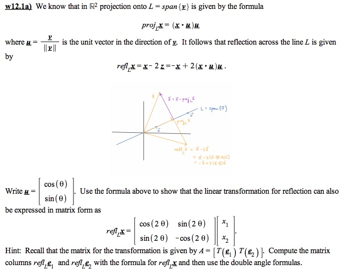 Solved w12ia? we know that in R2 projection onto L = span { | Chegg.com