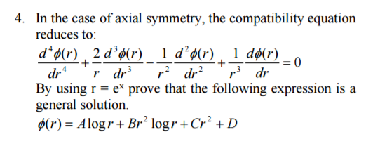 Solved In the case of axial symmetry, the compatibility | Chegg.com