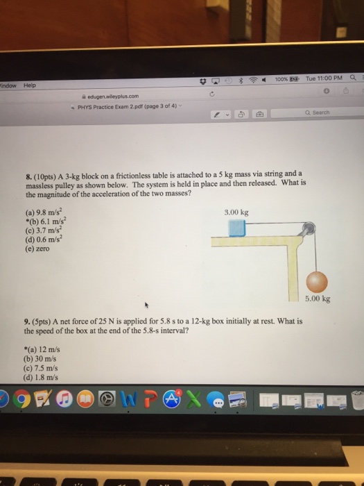 Solved A 3-kg block on a frictionless table is attached to a | Chegg.com
