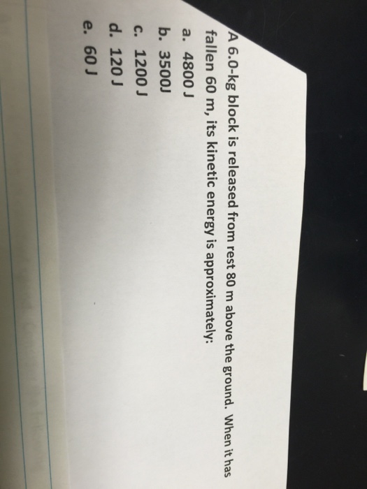 Solved A 6.0-kg block is released from rest 80 m above the | Chegg.com