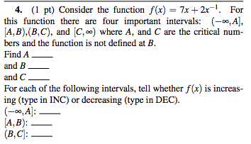 Solved 4. (1 pt) Consider the function f(x) 7x+ 2x-1. For | Chegg.com