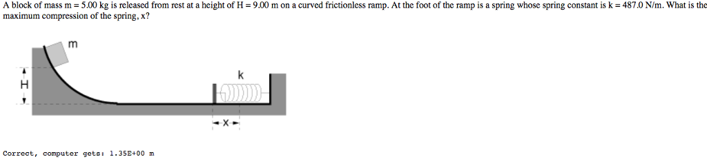 Solved A block of mass m = 5.00 kg is released from rest at | Chegg.com