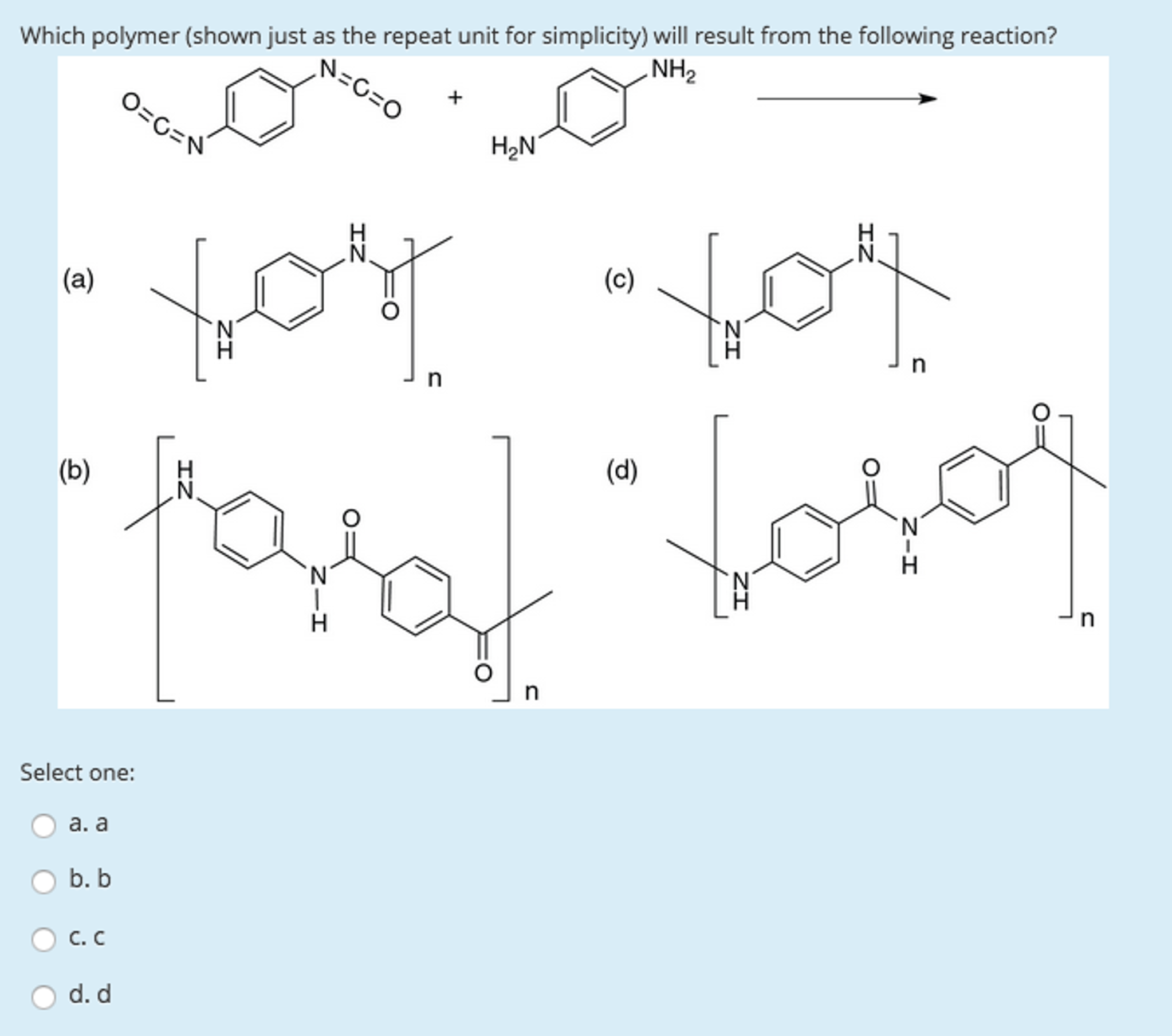 Solved Which polymer (shown just as the repeat unit for | Chegg.com