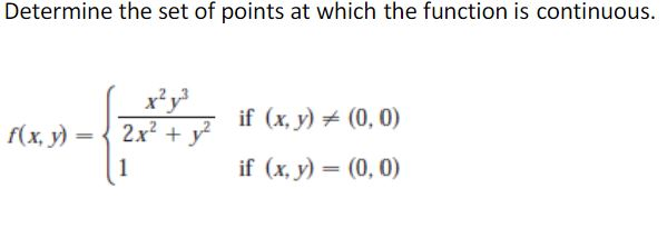Solved Determine the set of points at which the function is | Chegg.com