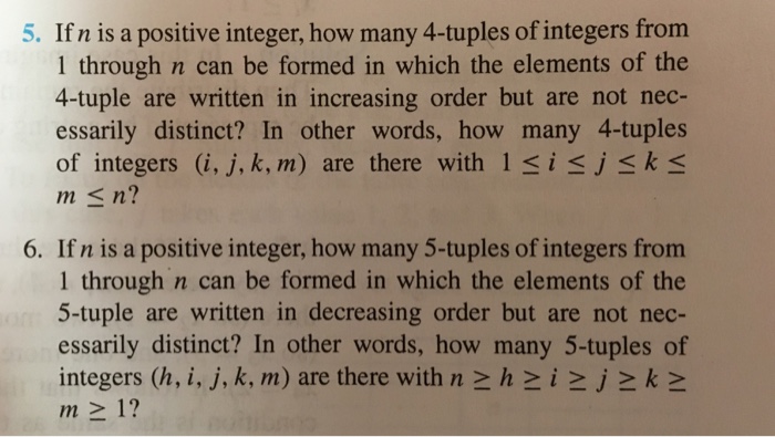 Solved If n is a positive integer, how many 4-tuples of | Chegg.com