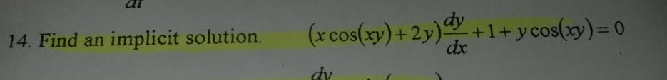 Solved Find an implicit solution | Chegg.com