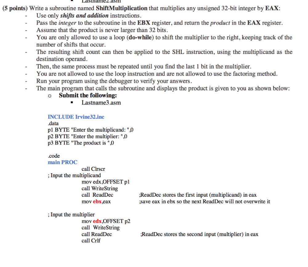 Solved 5 Points Write A Subroutine Named