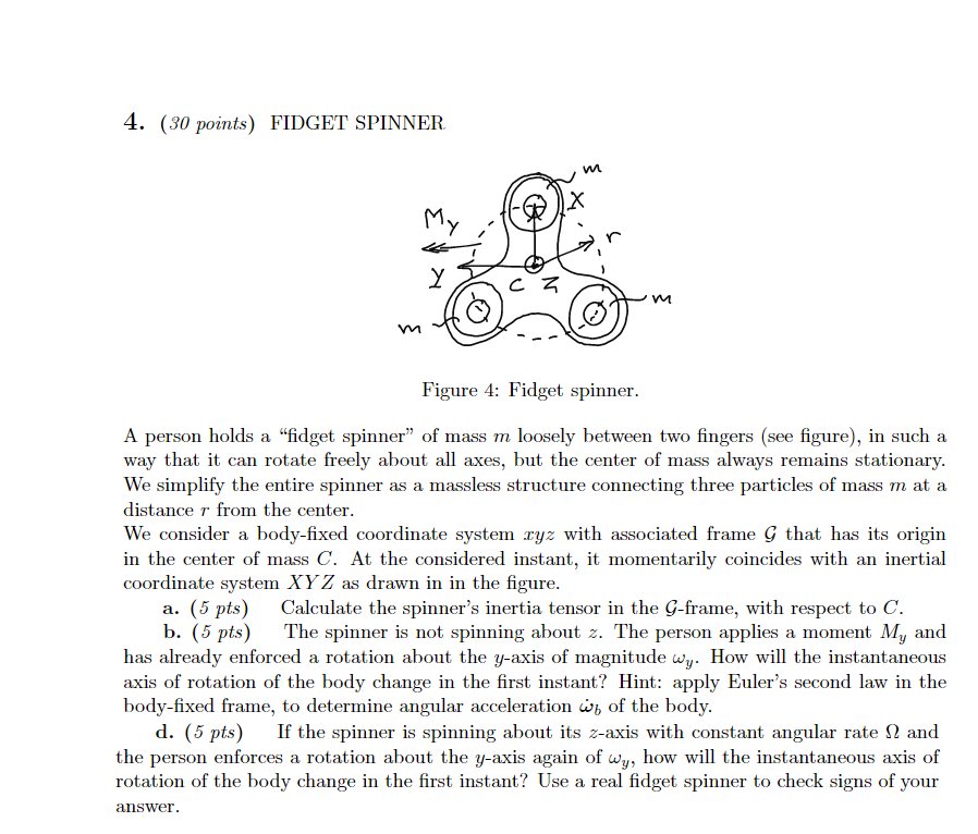 4. (30 points) FIDGET SPINNER Figure 4: Fidget | Chegg.com