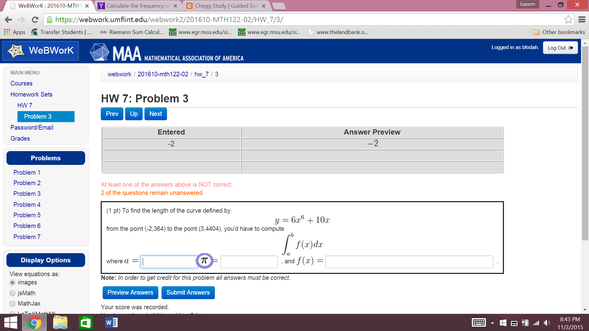 Solved basem 、M xve し9 ←-> Apps WeBWorK : 201610-MTH × | Chegg.com