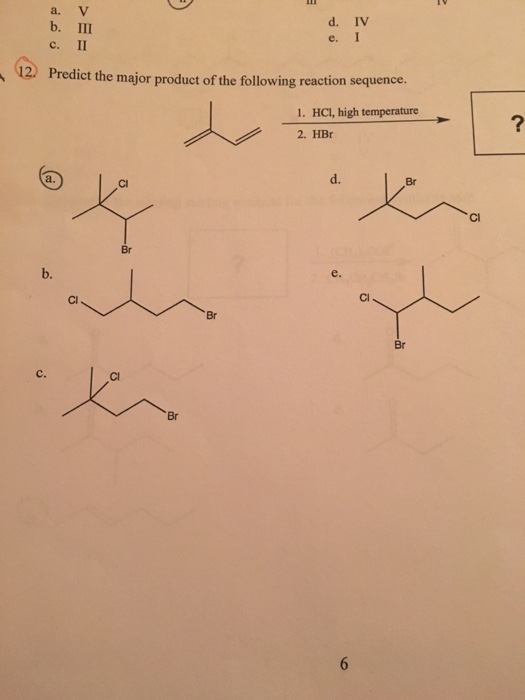 Solved Predict The Major Product For The Following Reaction