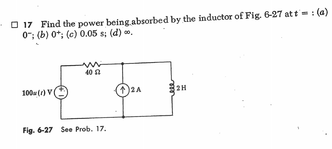Solved 17 Find the power being absorbed by the inductor of | Chegg.com