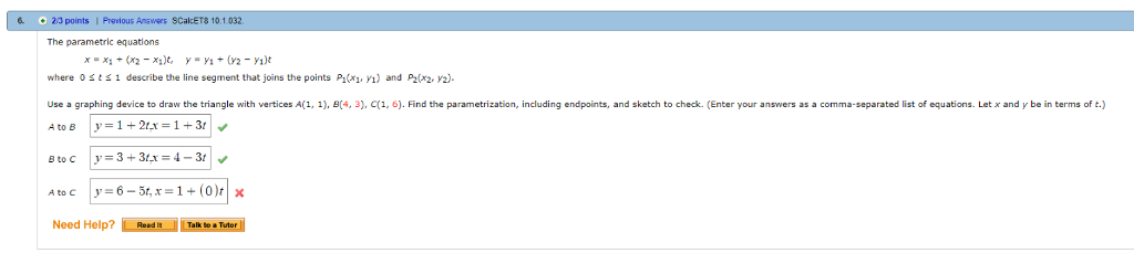 Solved 6 23 points I Previous Angwers SCalcET8 10 1.032 The | Chegg.com