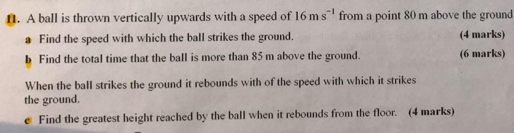 Solved 1. A ball is thrown vertically upwards with a speed | Chegg.com