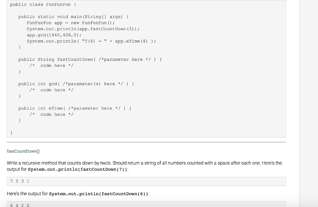 Solved public class FunFun Fun public static void main | Chegg.com