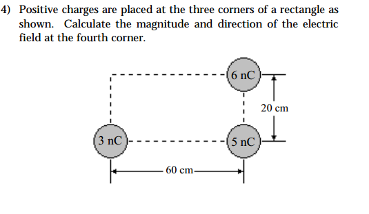 Solved 4) Positive charges are placed at the three corners | Chegg.com