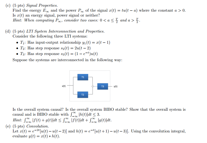 Solved Signal Properties. Find the energy E_infinity and the | Chegg.com