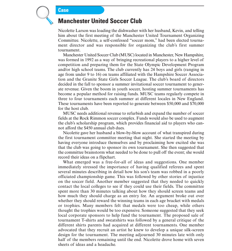 Solved Case Manchester United Soccer Club Write an overview | Chegg.com