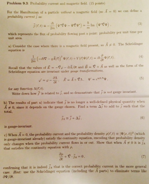 Probability current and magnetic field. For the | Chegg.com