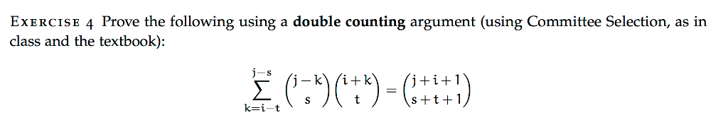 Solved Prove the following using a double counting argument | Chegg.com