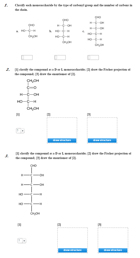 Solved Classify each monosaccharide by the type of carbonyl | Chegg.com