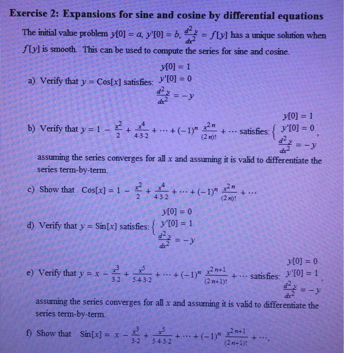 Solved Expansions for sine and cosine by differential | Chegg.com