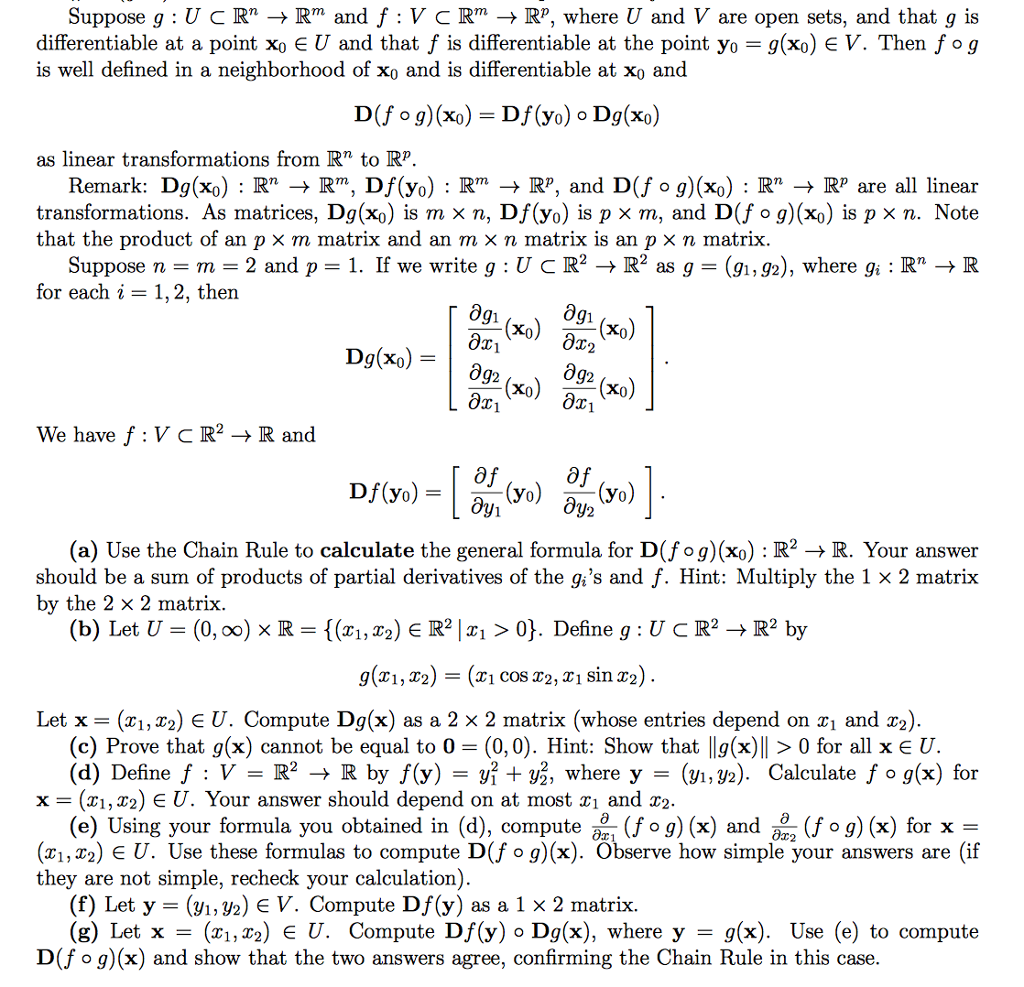Solved Suppose g : Rn → Rm and f : V C Rm → Rp, where U and | Chegg.com