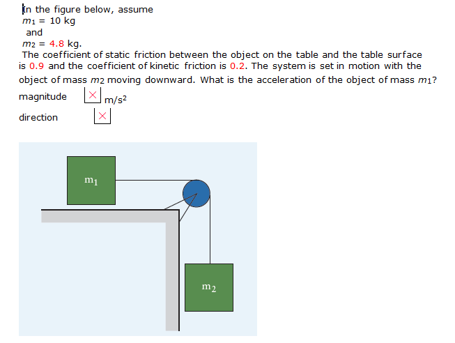 Solved In the figure below, assume m1 = 10 kg and m2 = | Chegg.com