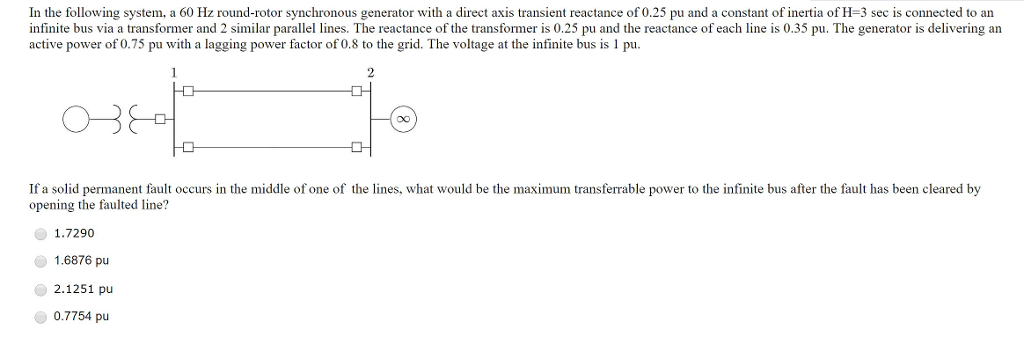 Solved In the following system, a 60 Hz round-rotor | Chegg.com