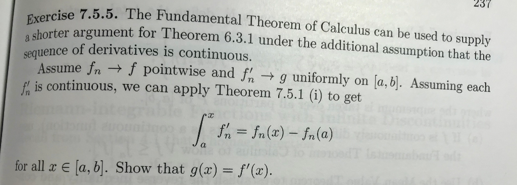 Solved 237 7.5.5. The Fundamental Theorem of Calculus can be | Chegg.com