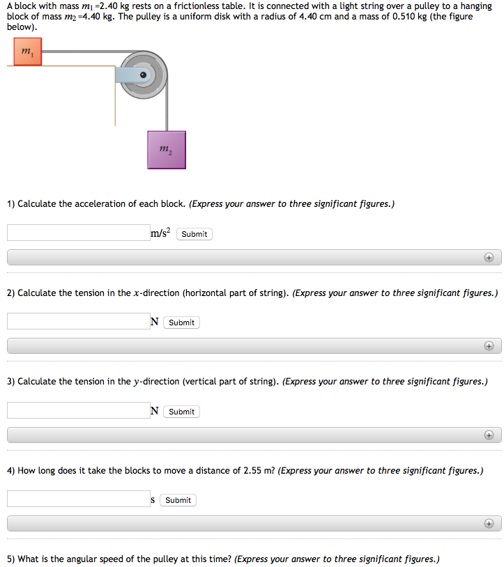 Solved A block with mass m_1 = 2./40 kg rests on a | Chegg.com