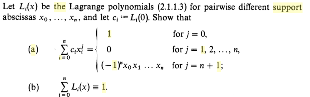 Solved Let L(x) be the Lagrange polynomials (2.1.1.3) for | Chegg.com