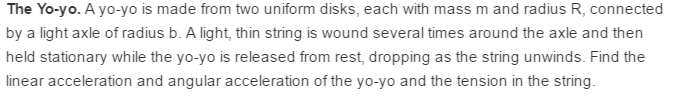 Solved The Yo-yo. A yo-yo is made from two uniform disks, | Chegg.com