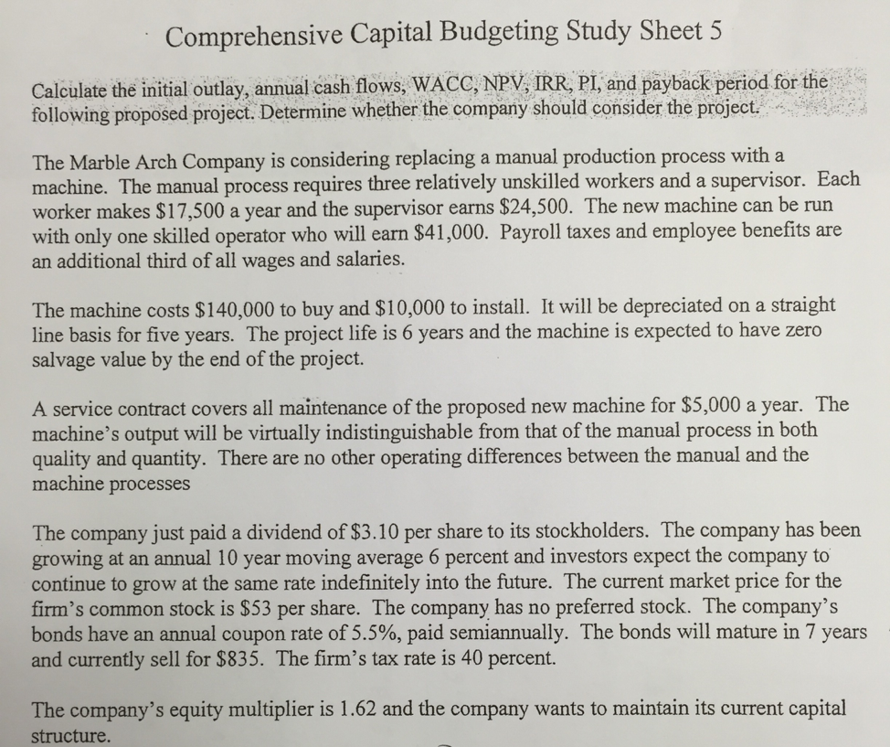 Solved Calculate the initial outlay, annual cash flows, | Chegg.com