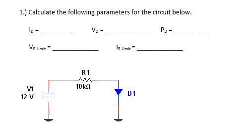 Solved Calculate the following parameters for the circuit | Chegg.com