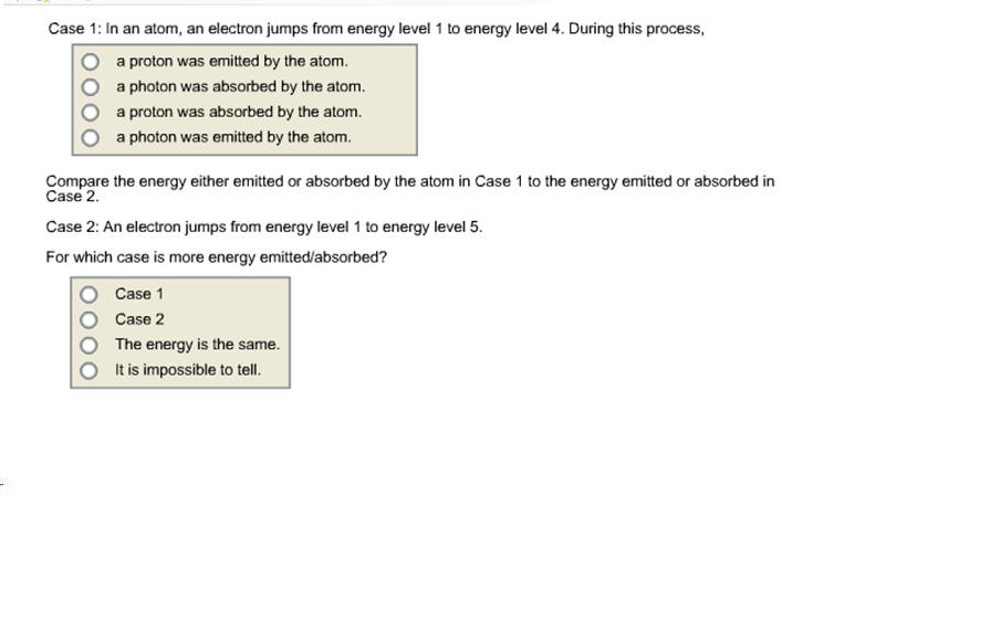 Solved Case 1: In an atom, an electron jumps from energy | Chegg.com