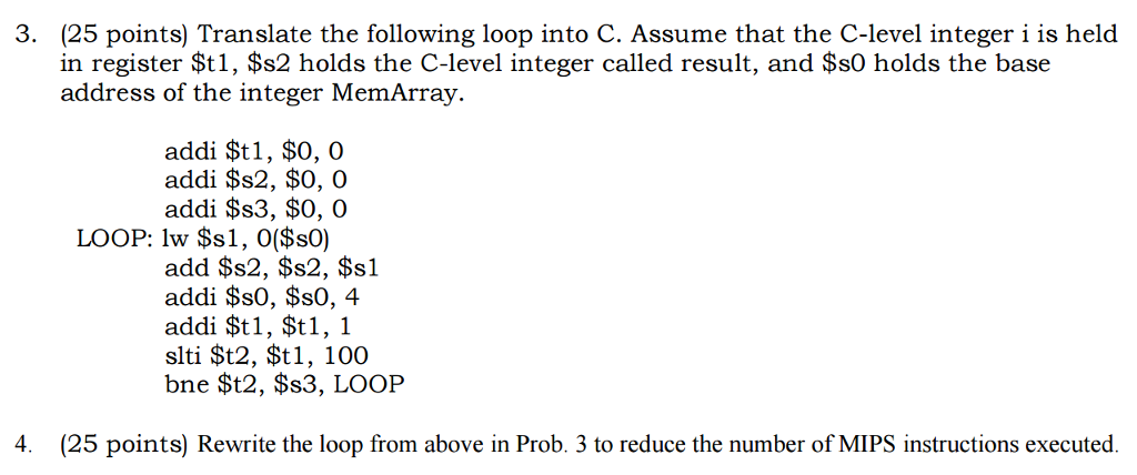 Translate the following loop into C. Assume that the | Chegg.com