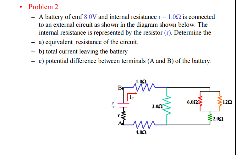 Solved A battery of emf 8.0V and internal resistance r = 1 | Chegg.com