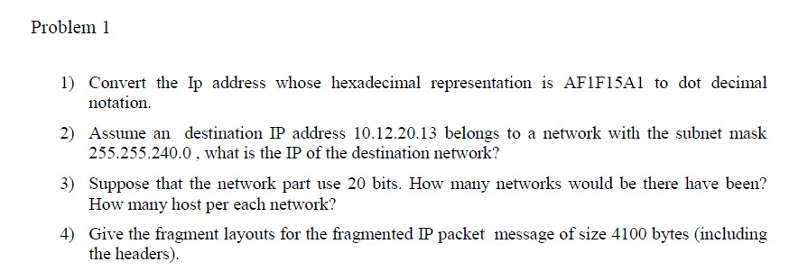 Solved Convert the I_p address whose hexadecimal | Chegg.com