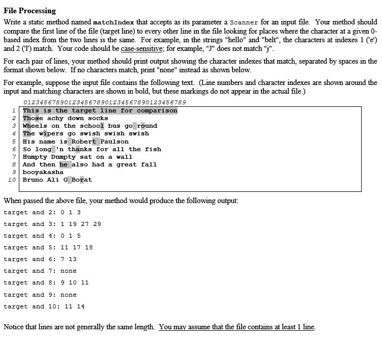 Solved File Processing Write a static method named | Chegg.com