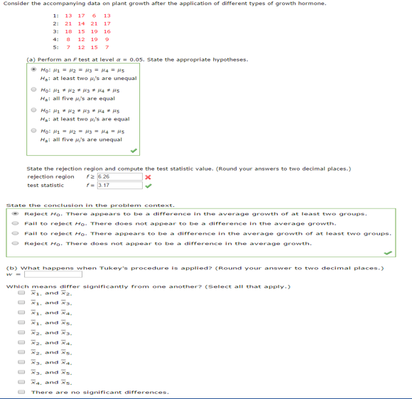 Solved Consider the accompanying data on plant growth | Chegg.com