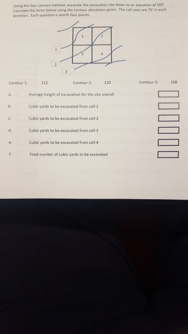 Solved Using the four corners method, excavate the | Chegg.com