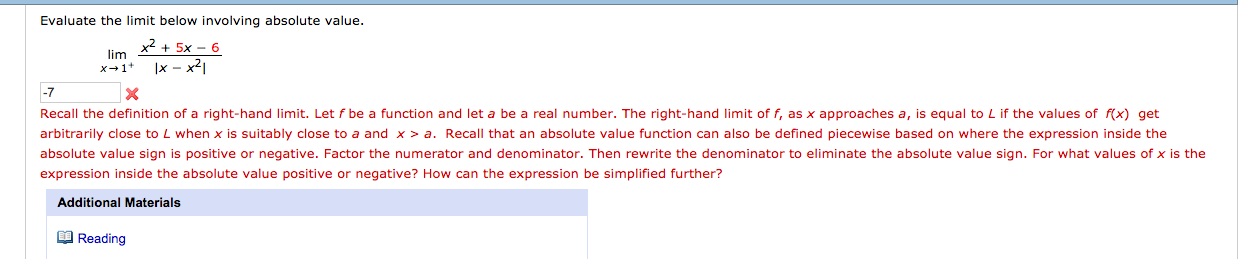 Solved Evaluate the limit below involving absolute value. | Chegg.com