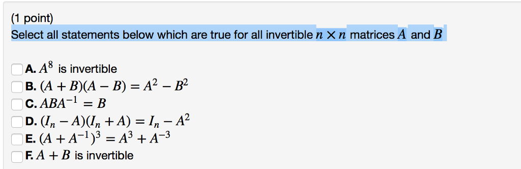 Solved Select all statements below which are true for all | Chegg.com
