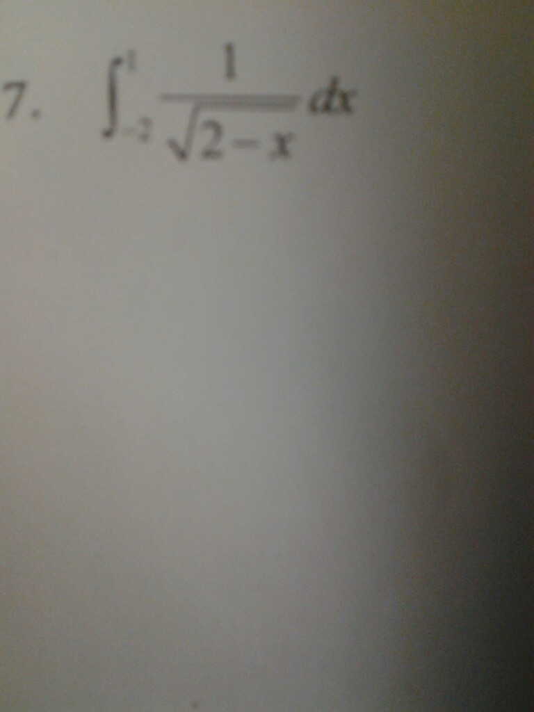 Solved Definite integral integral^1_-2 1/squareroot 2 - x dx | Chegg.com