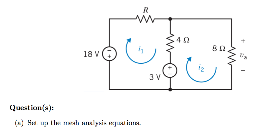 Solved Set up the mesh analysis equations. | Chegg.com