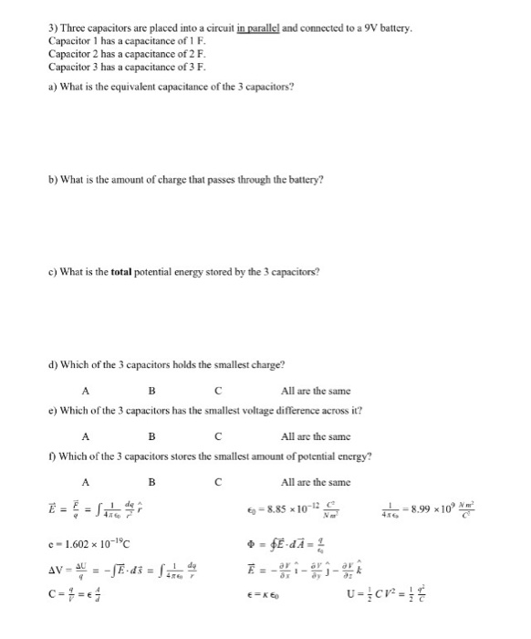 Solved 3)Three capacitors are placed into a circui in | Chegg.com